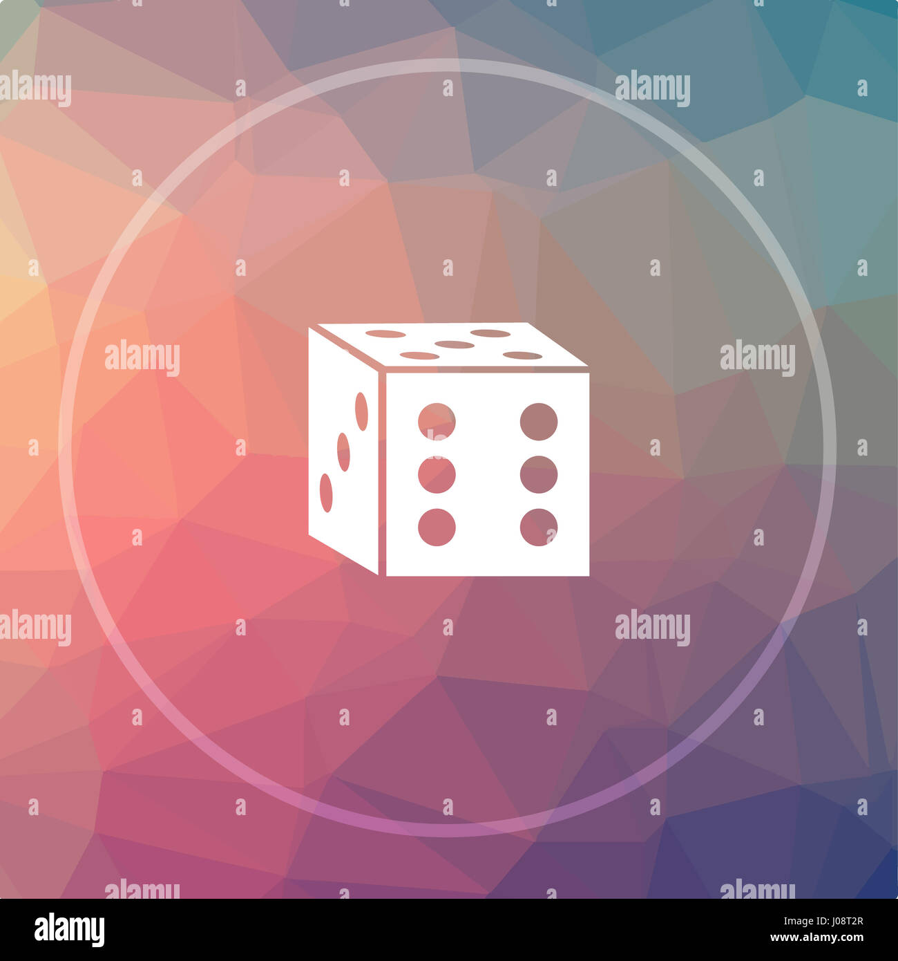 Dice icon. Dice website button on low poly background Stock Photo - Alamy
