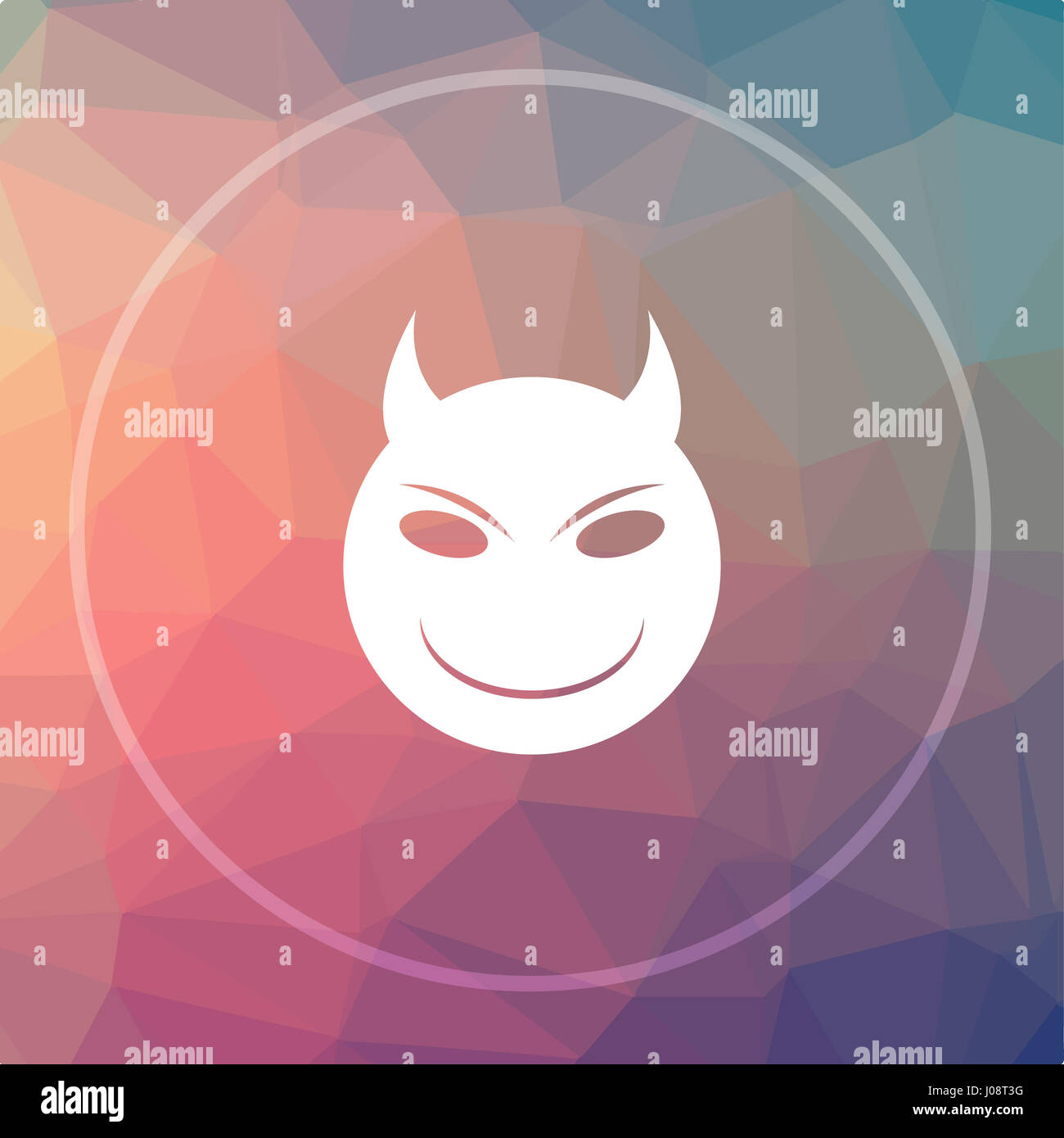 Evil icon. Evil website button on low poly background Stock Photo - Alamy