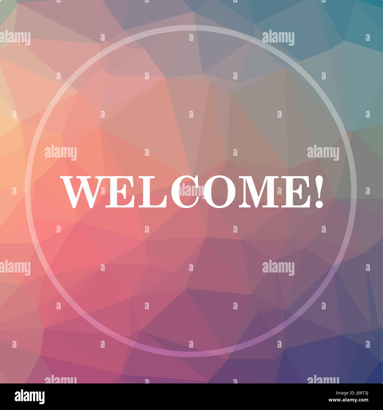 Welcome icon. Welcome website button on low poly background Stock Photo ...