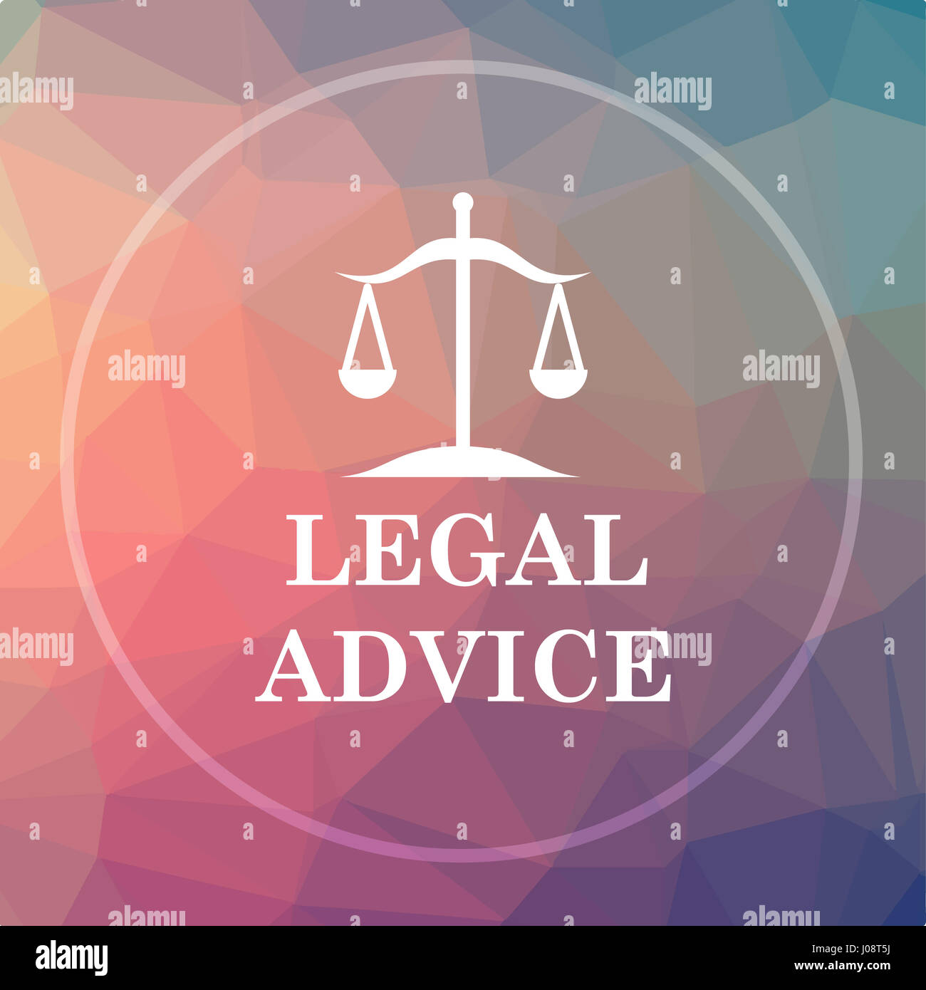 Legal advice icon. Legal advice website button on low poly background ...