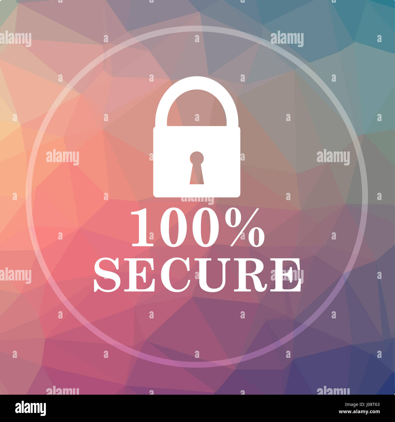 100 percent secure icon. 100 percent secure website button on low poly ...