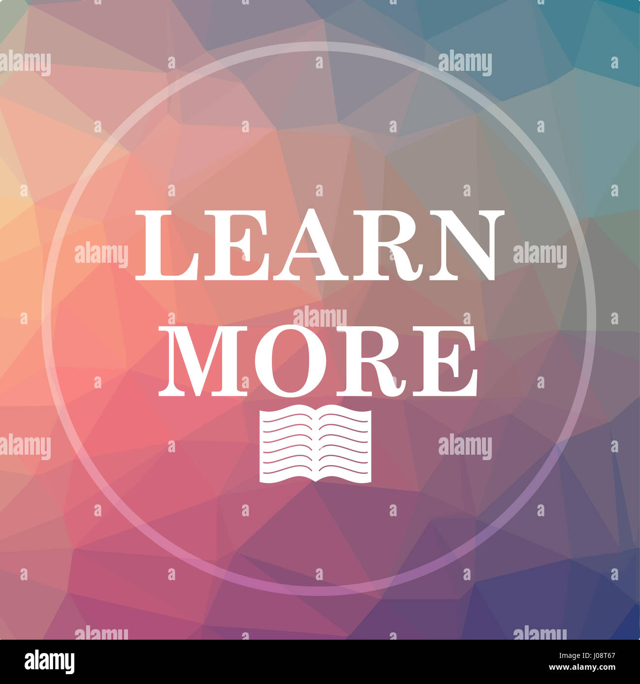 Learn more icon. Learn more website button on low poly background Stock ...