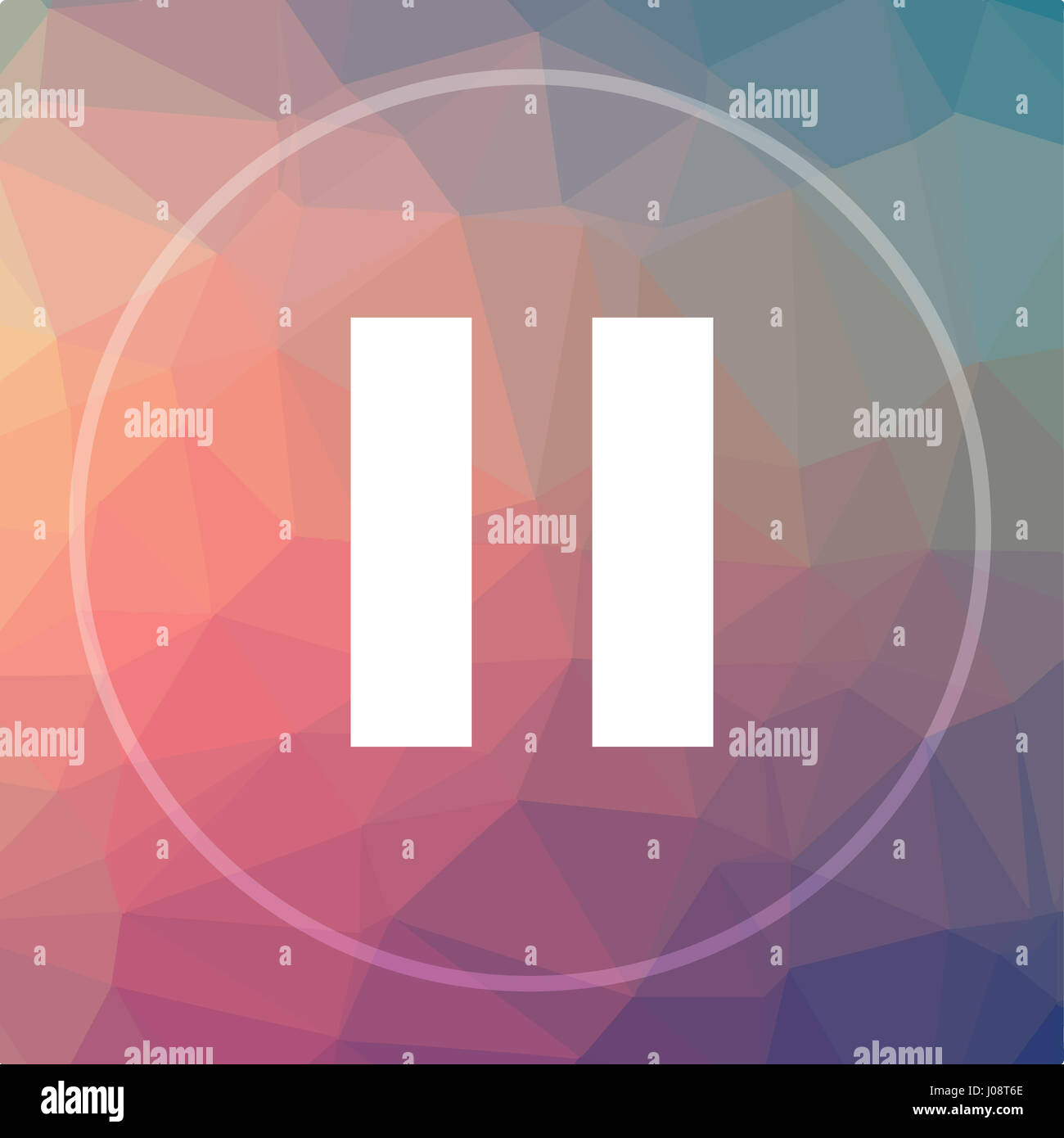 Pause icon. Pause website button on low poly background Stock Photo - Alamy