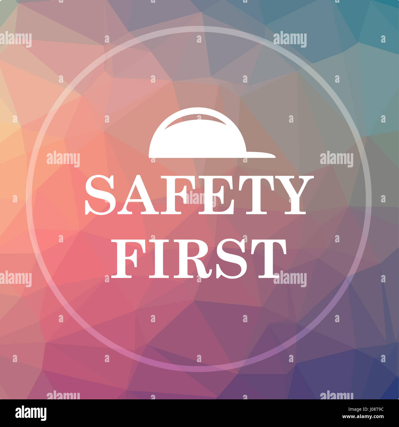 Safety first icon. Safety first website button on low poly background ...