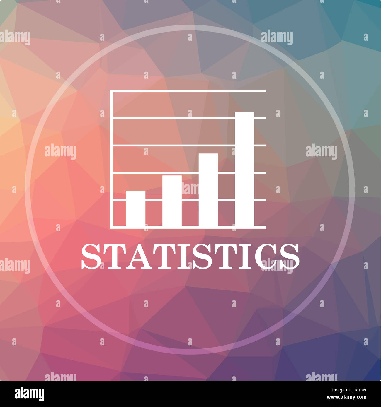 Statistics icon. Statistics website button on low poly background Stock ...