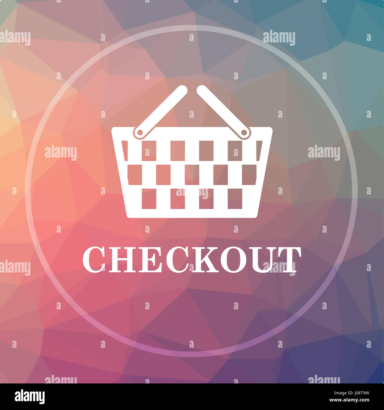 Checkout icon. Checkout website button on low poly background Stock ...