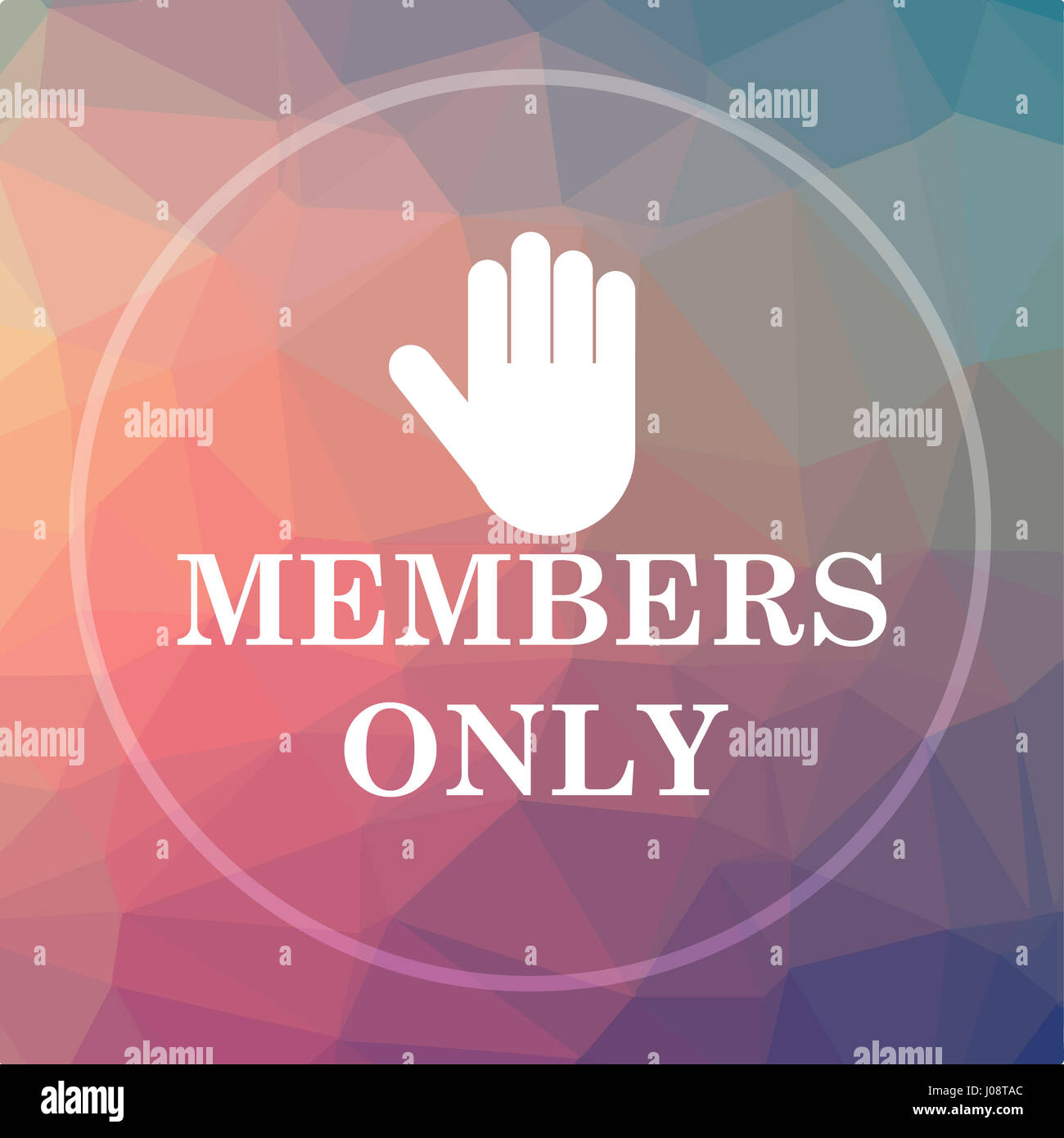 Members only icon. Members only website button on low poly background ...