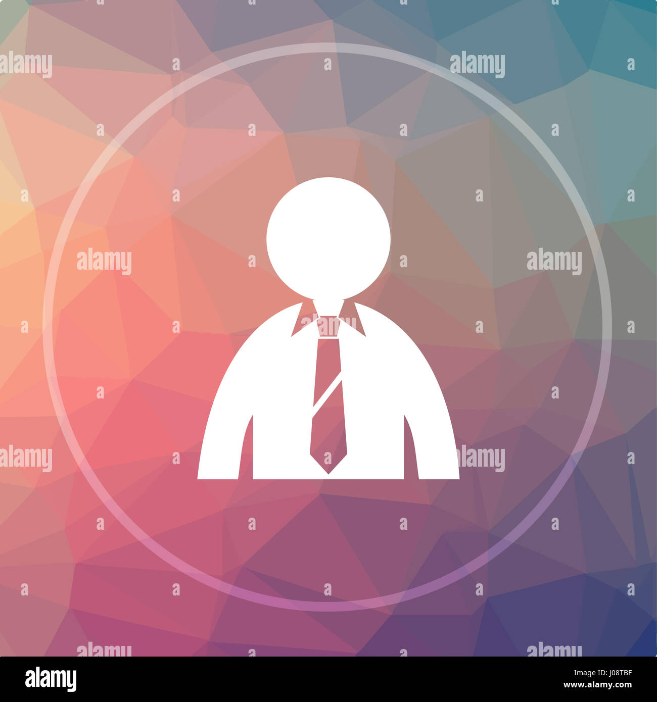 Business man icon. Business man website button on low poly background ...