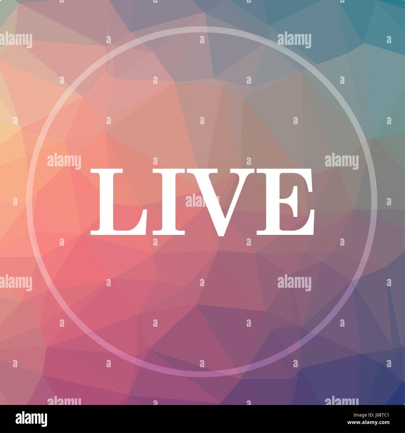 Live icon. Live website button on low poly background Stock Photo - Alamy