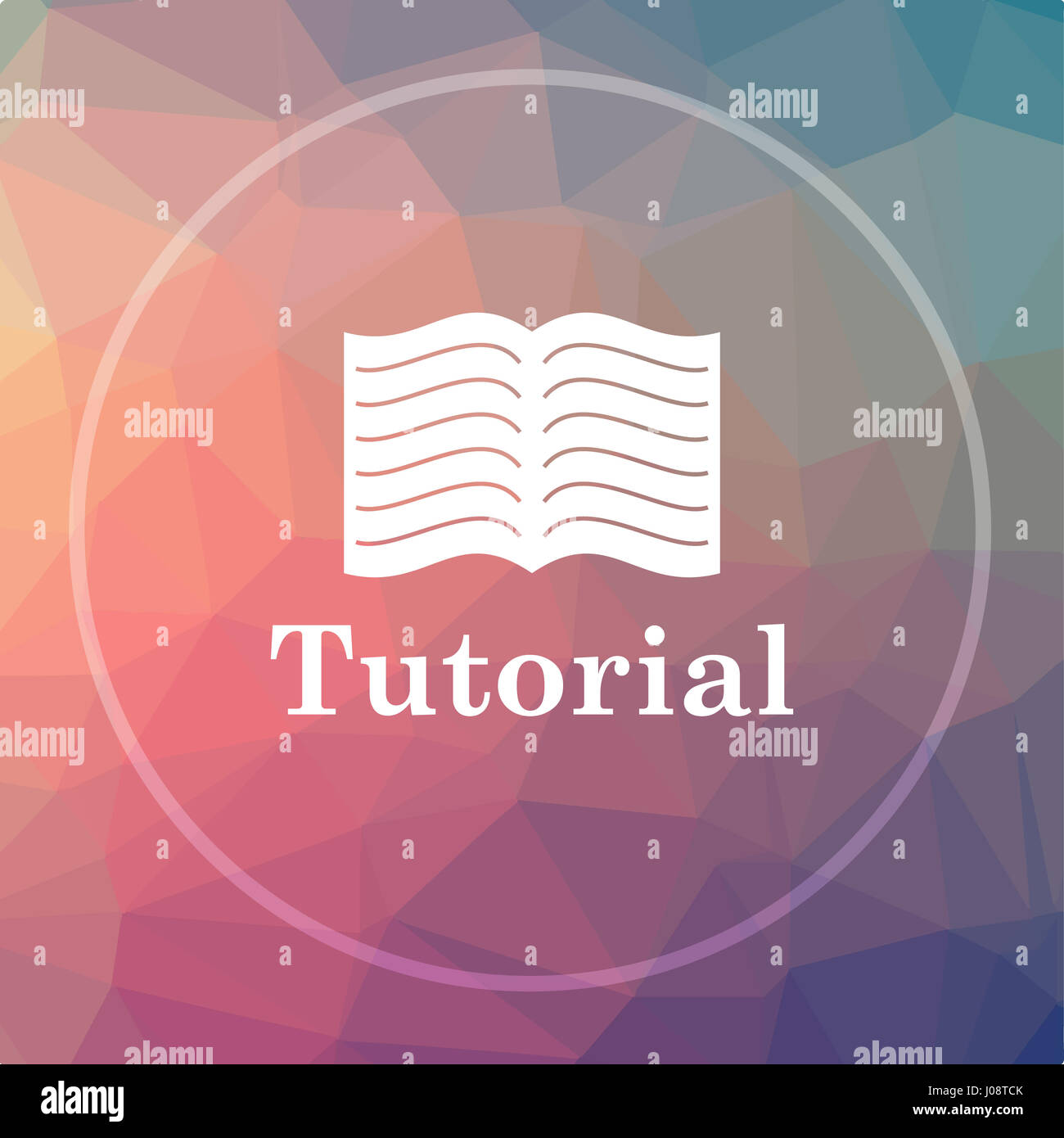 Tutorial icon. Tutorial website button on low poly background Stock Photo - Alamy