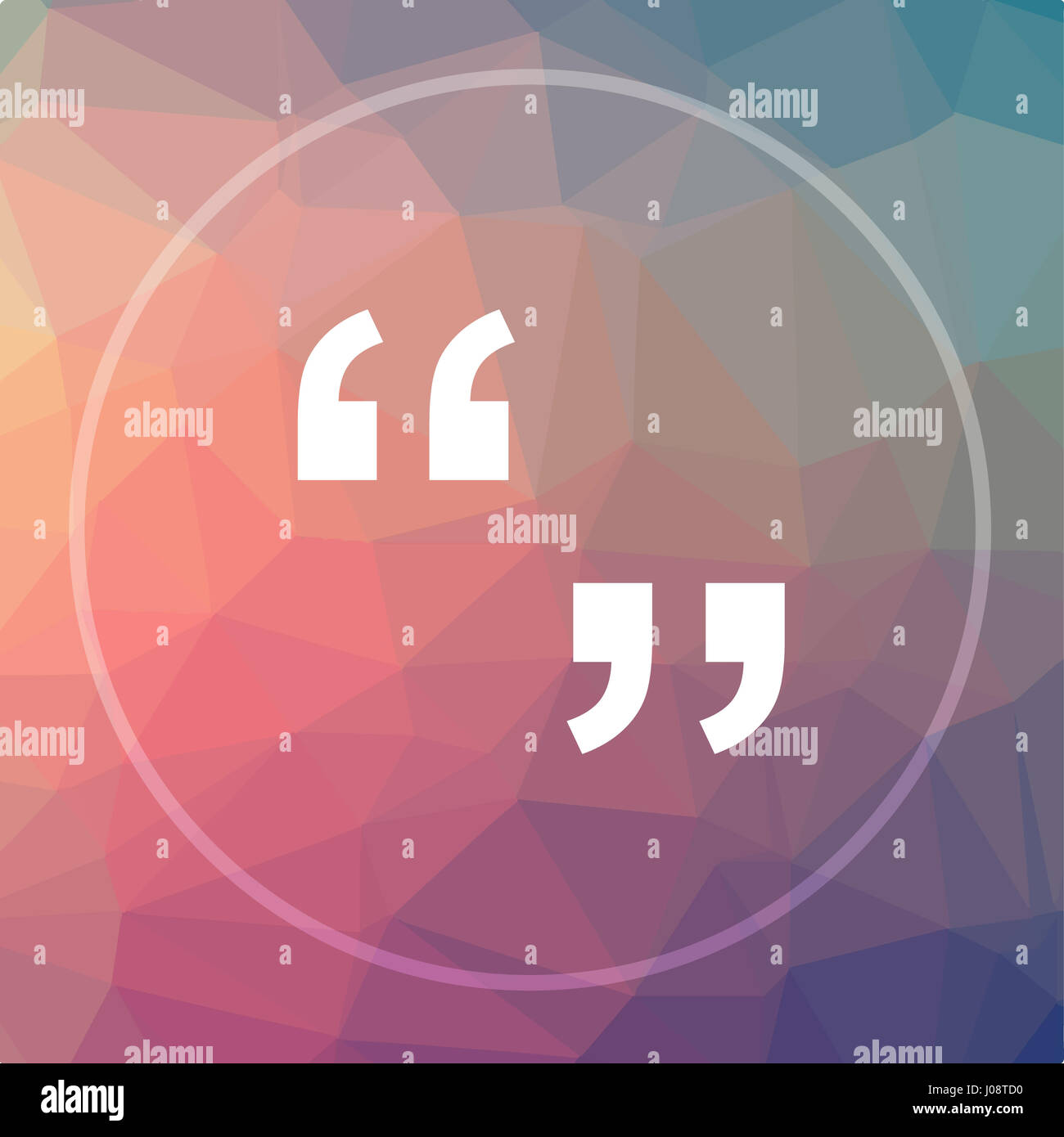 Quotation marks icon. Quotation marks website button on low poly ...