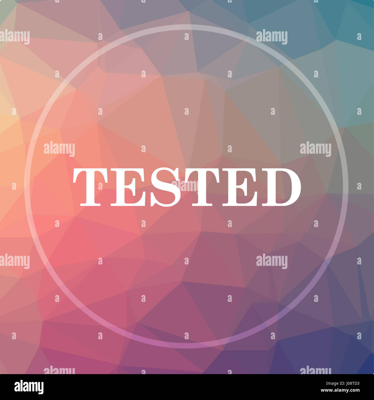 Tested icon. Tested website button on low poly background Stock Photo ...