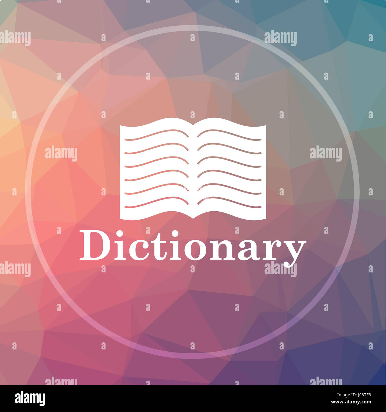 Dictionary icon. Dictionary website button on low poly background Stock ...