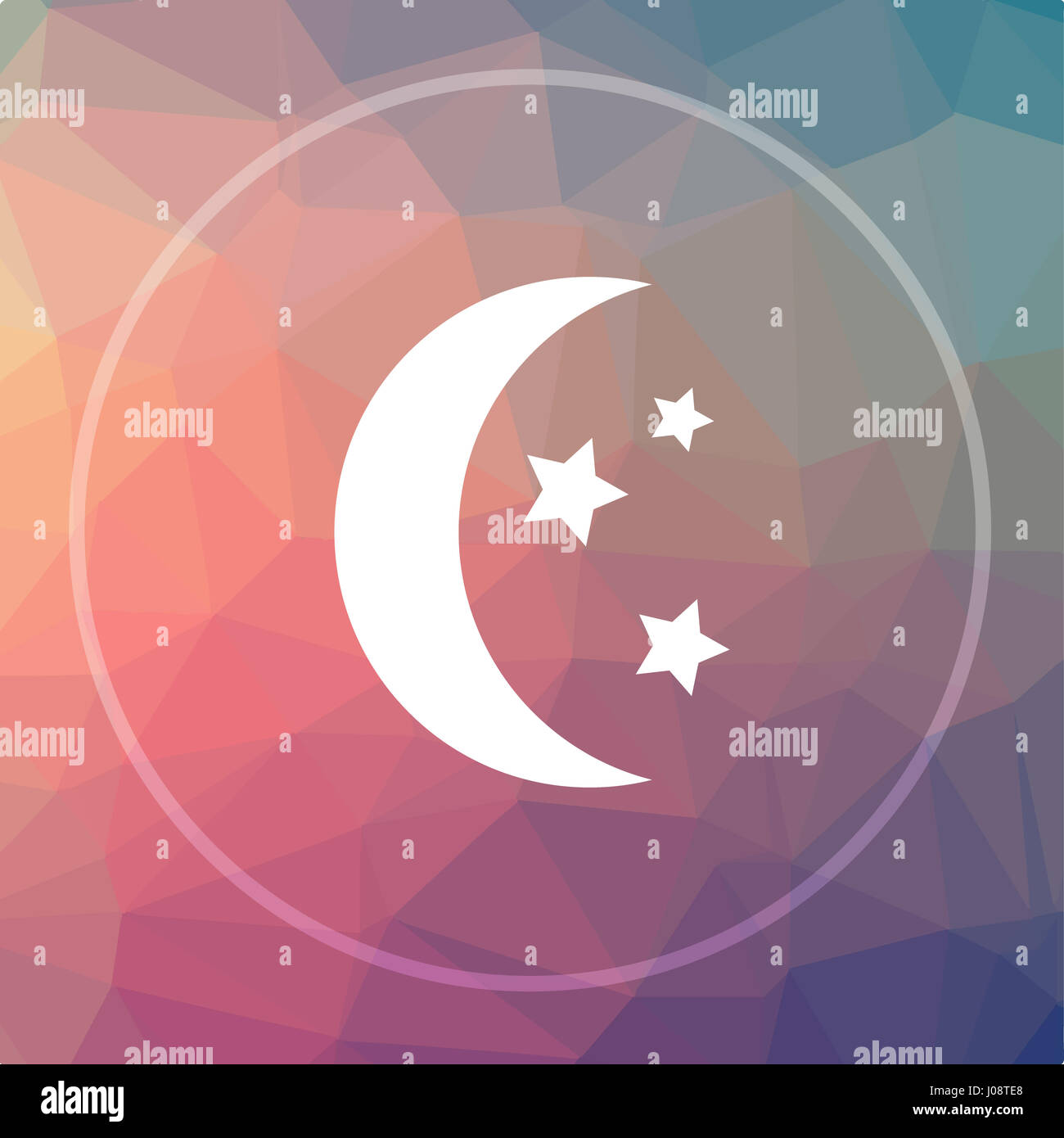 Moon icon. Moon website button on low poly background Stock Photo - Alamy