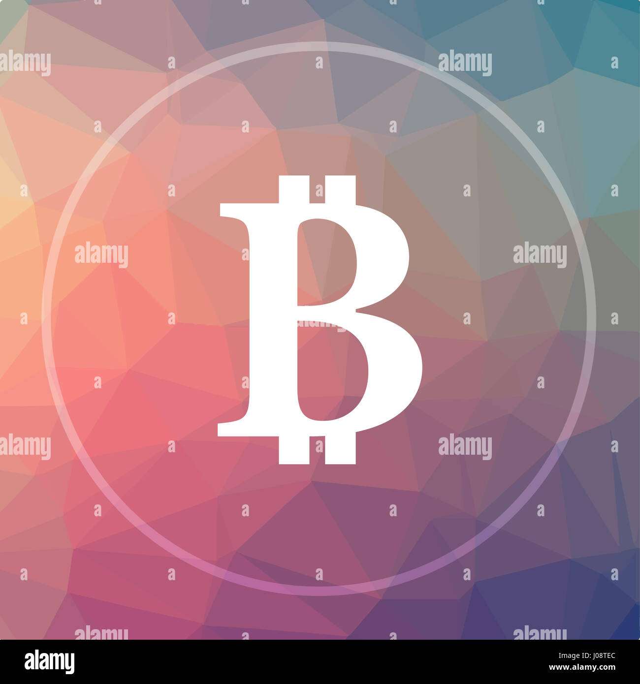 Bitcoin icon. Bitcoin website button on low poly background Stock Photo ...