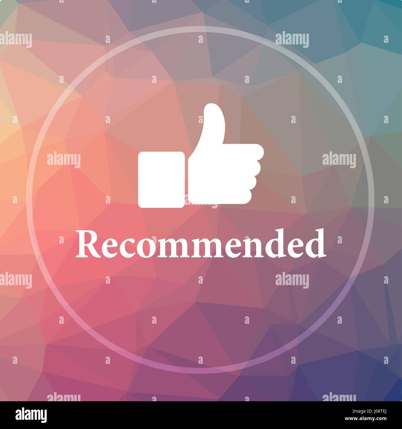 Recommended icon. Recommended website button on low poly background ...