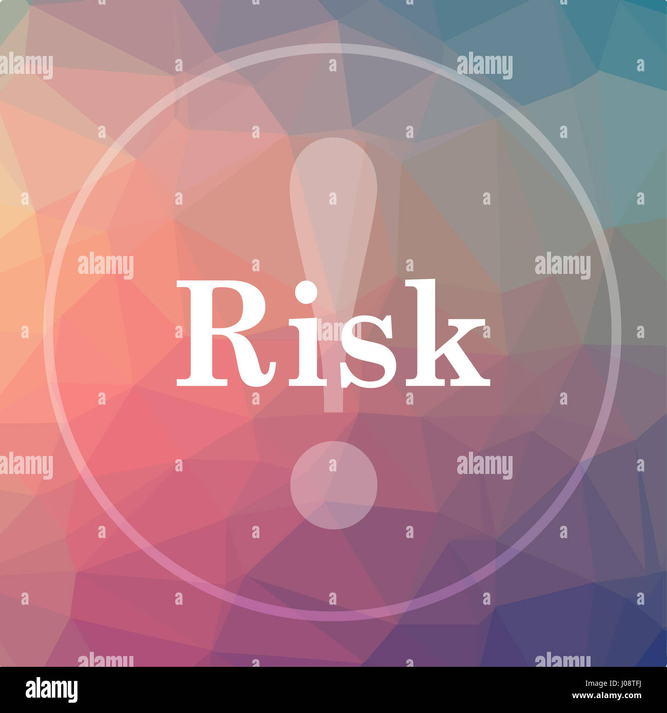 Risk icon. Risk website button on low poly background Stock Photo - Alamy
