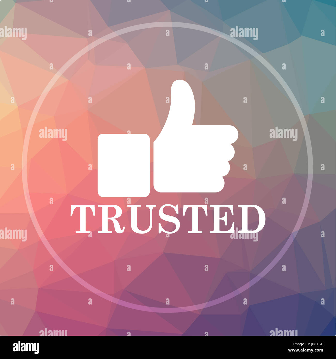 Trusted icon. Trusted website button on low poly background Stock Photo ...