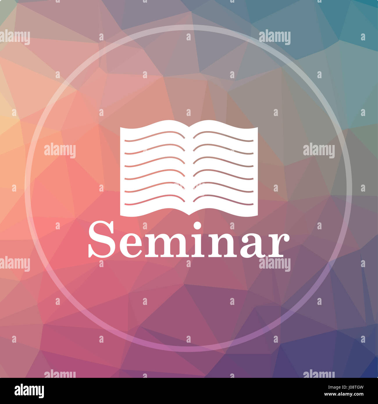 Seminar icon. Seminar website button on low poly background Stock Photo ...