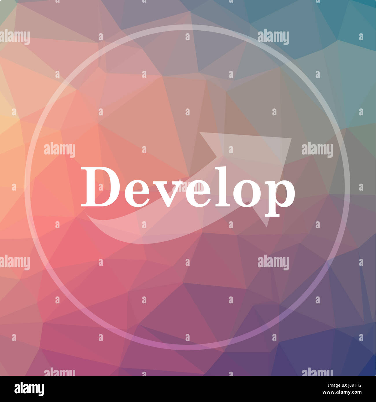 Develop icon. Develop website button on low poly background Stock Photo ...