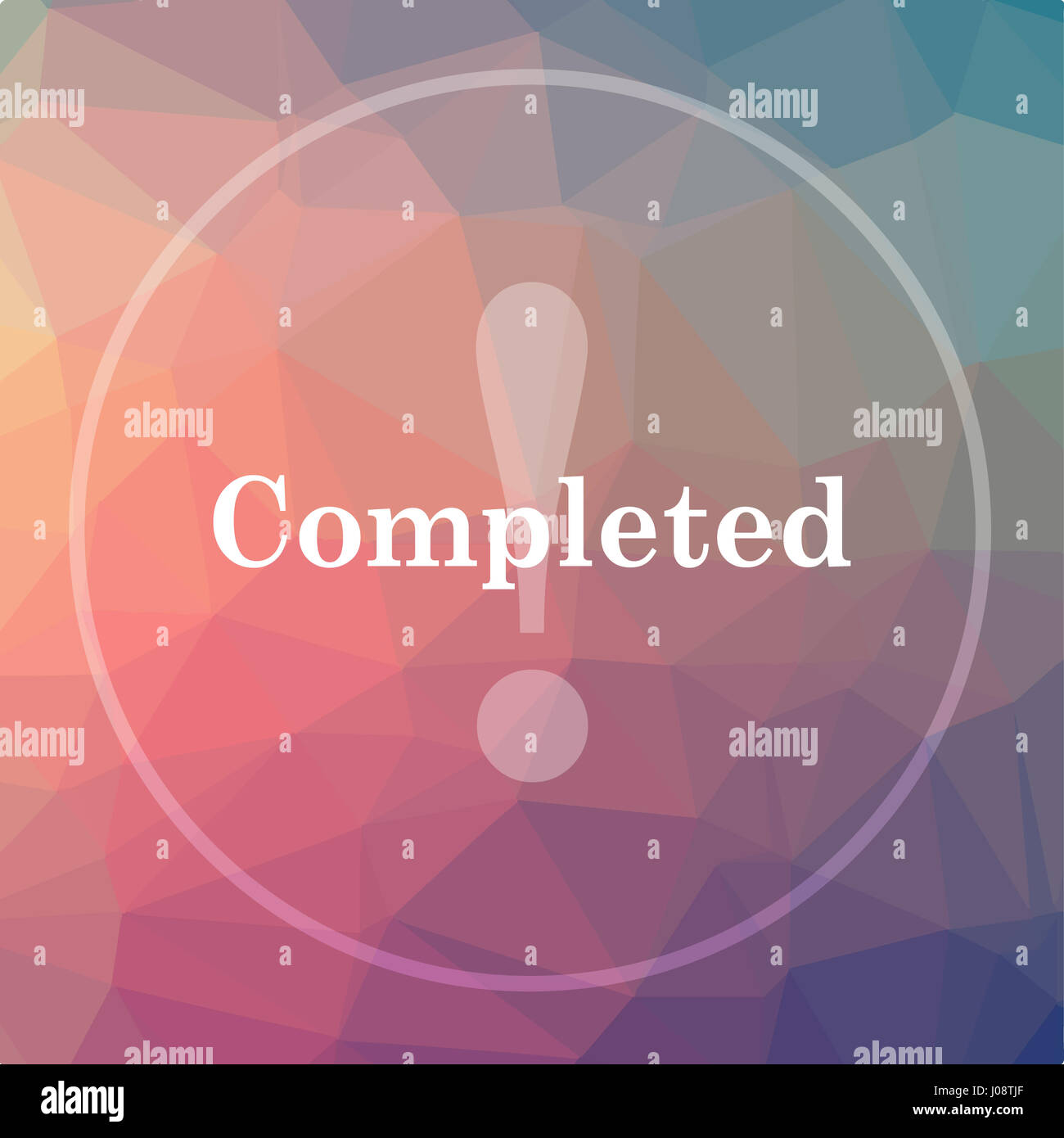 Completed icon. Completed website button on low poly background Stock ...