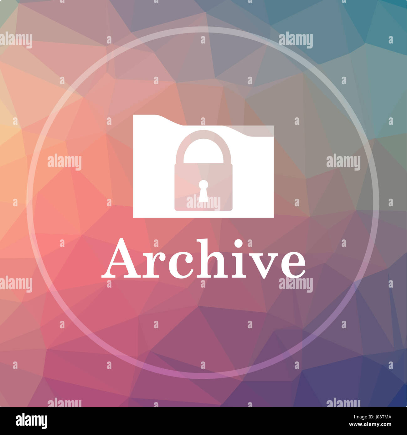 Archive icon. Archive website button on low poly background Stock Photo ...