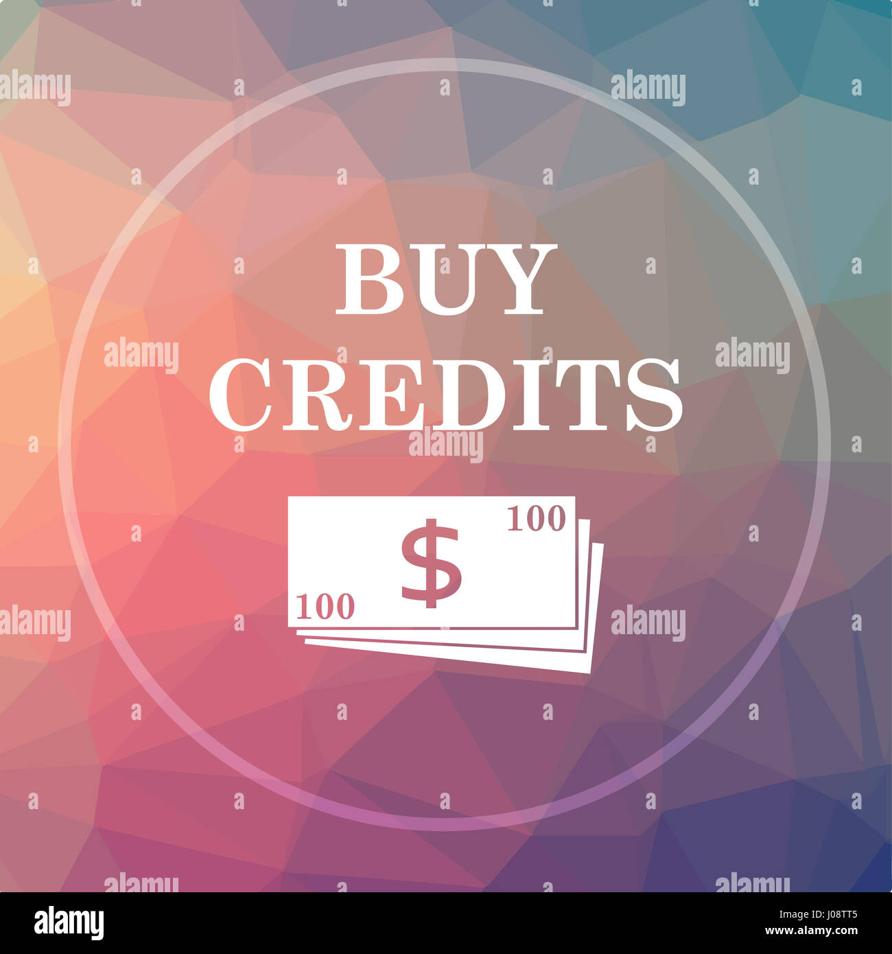 Buy credits icon. Buy credits website button on low poly background ...