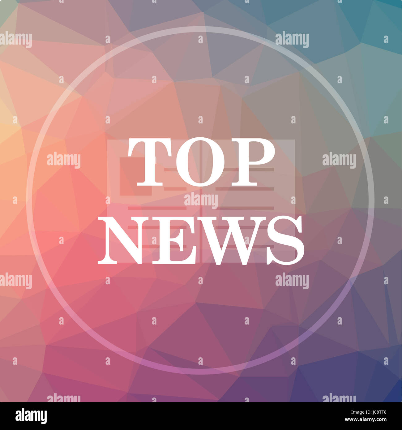 Top news icon. Top news website button on low poly background Stock ...