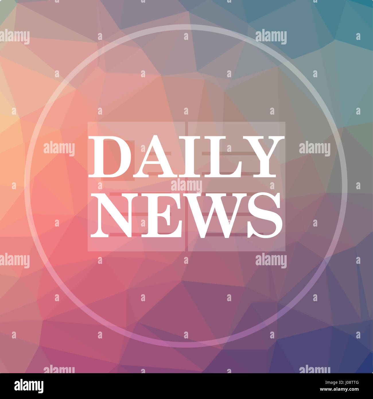 Daily news icon. Daily news website button on low poly background Stock ...