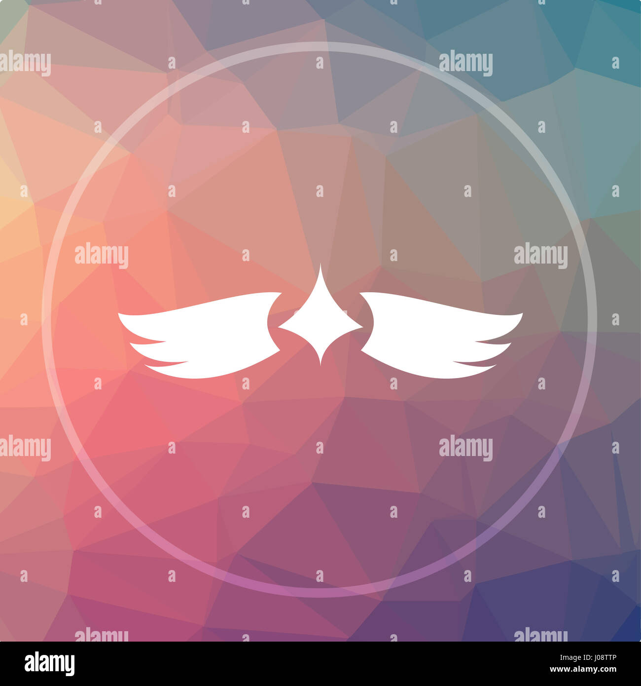 Wings icon. Wings website button on low poly background Stock Photo - Alamy