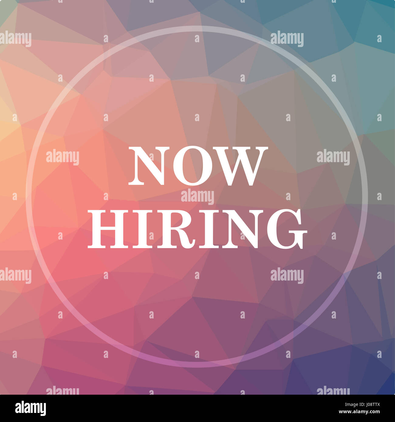 Now hiring icon. Now hiring website button on low poly background Stock ...