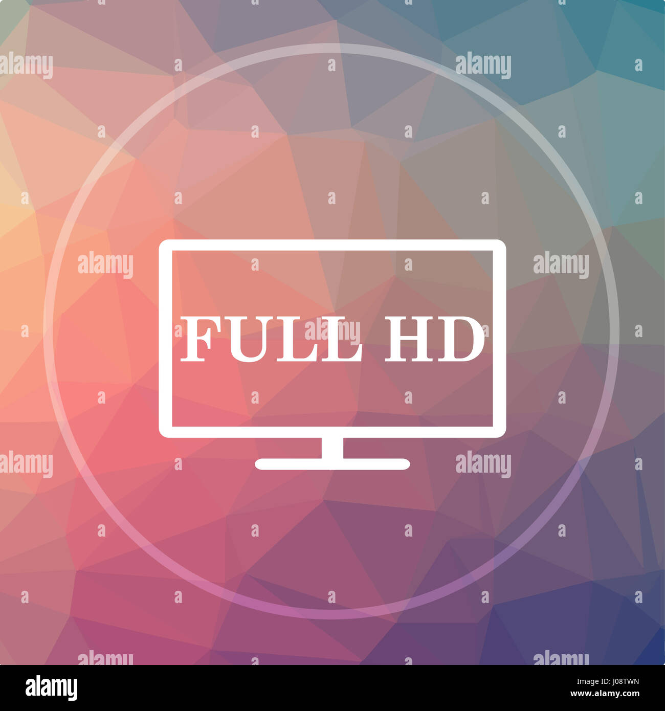 Full HD icon. Full HD website button on low poly background Stock Photo ...