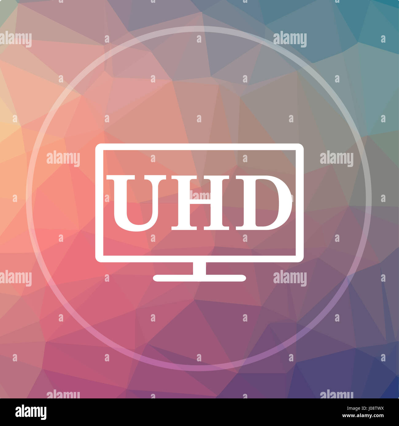 Ultra HD icon. Ultra HD website button on low poly background Stock ...