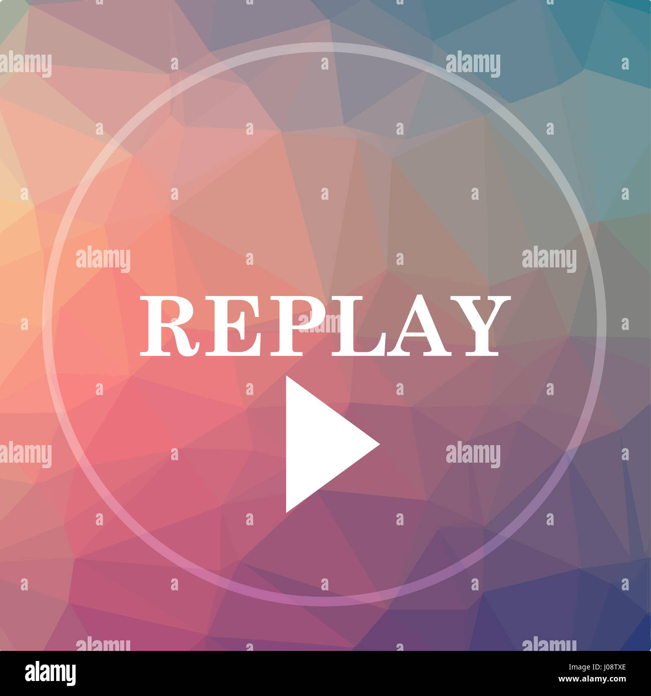 Replay icon. Replay website button on low poly background Stock Photo ...