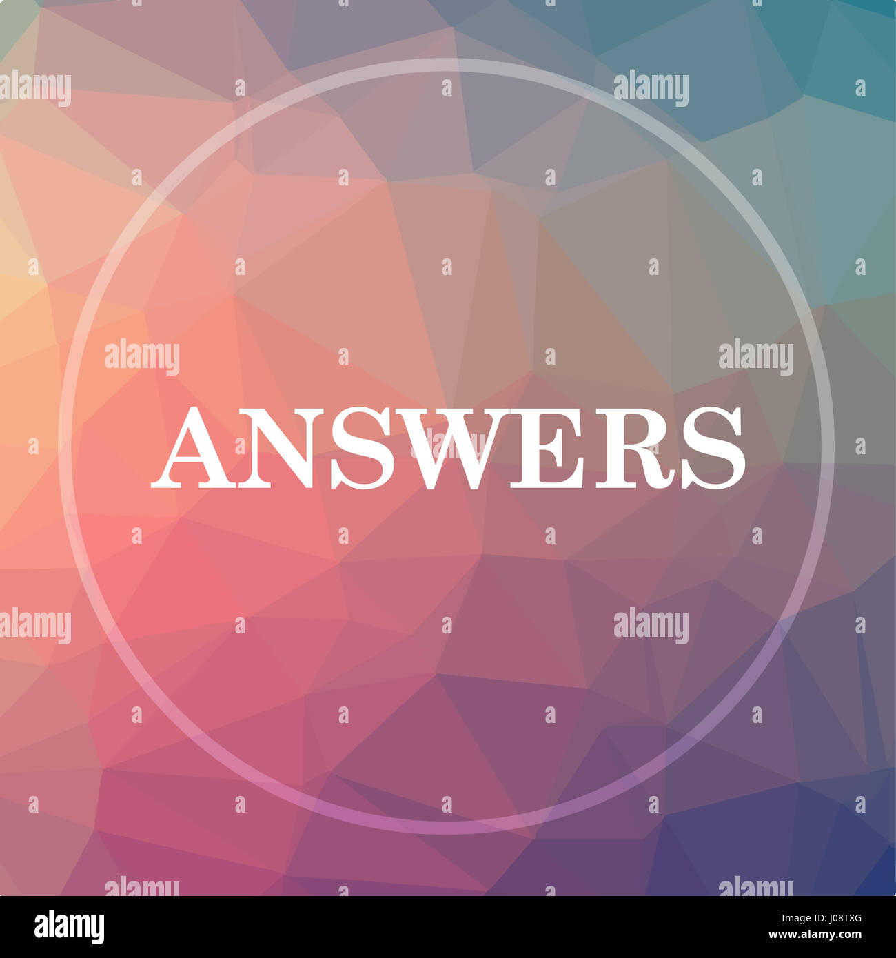 Answers icon. Answers website button on low poly background Stock Photo ...
