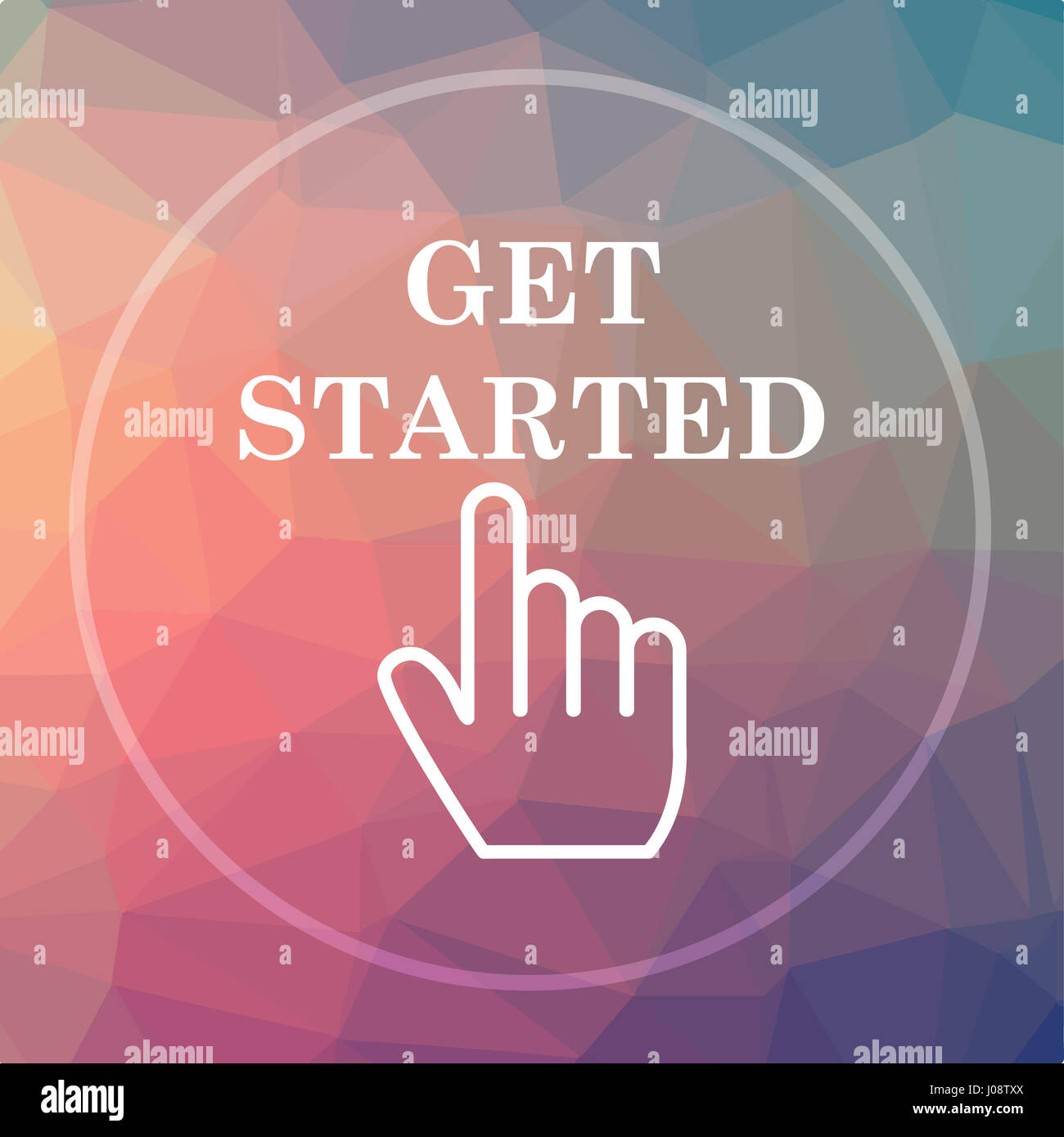 Get started icon. Get started website button on low poly background ...