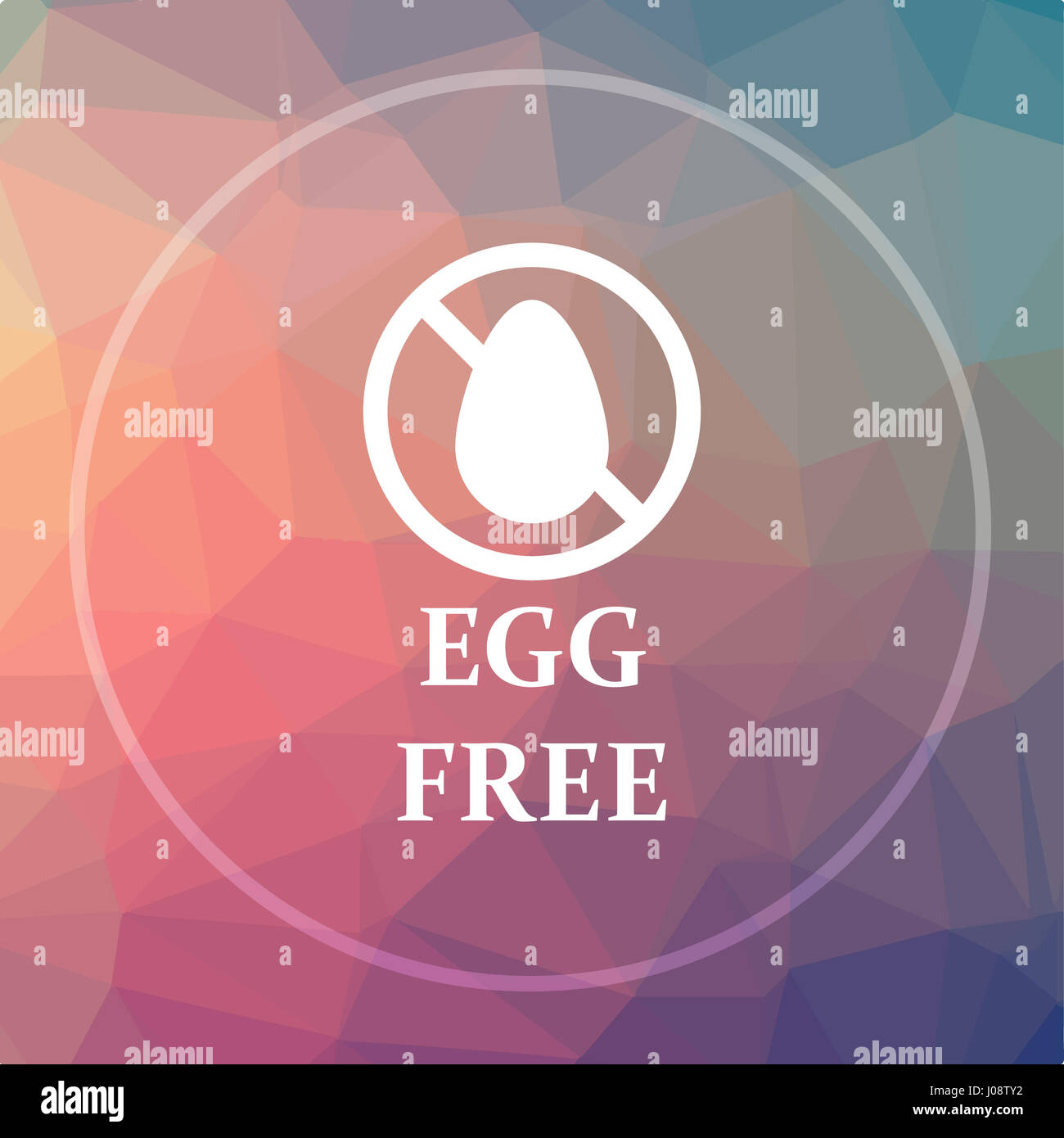 Egg free icon. Egg free website button on low poly background Stock Photo - Alamy