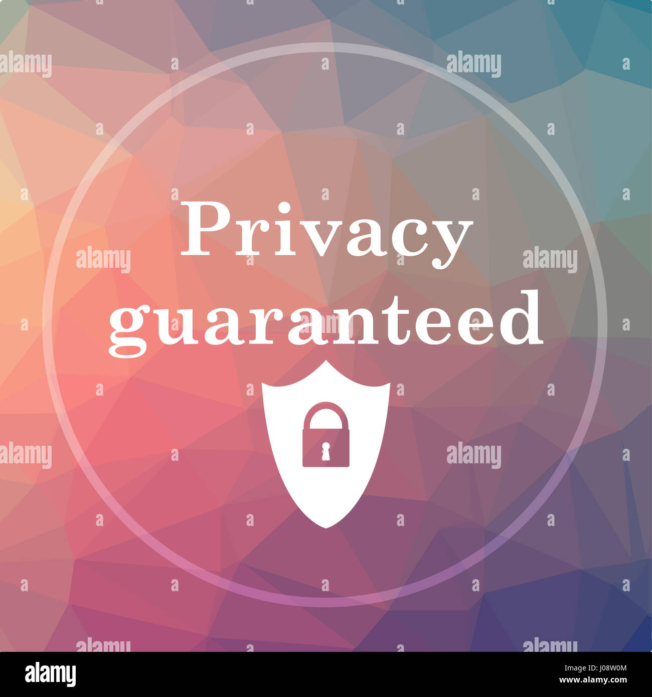 Privacy guaranteed icon. Privacy guaranteed website button on low poly ...