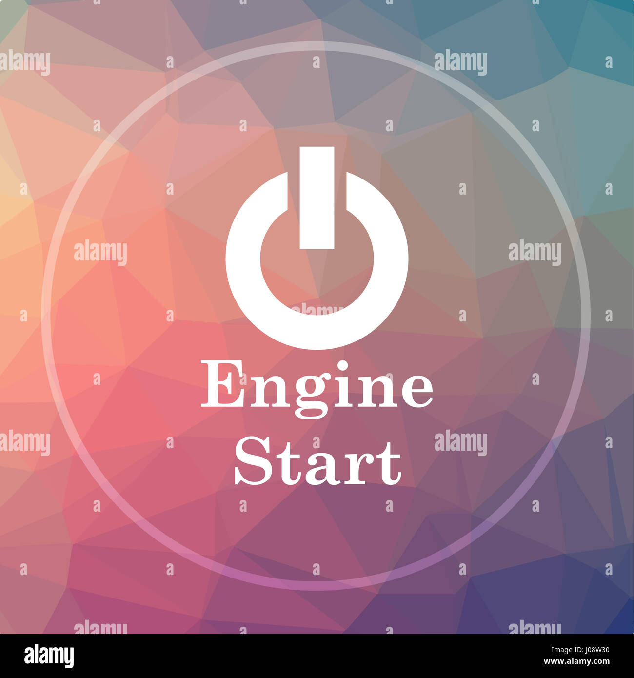 Engine start icon. Engine start website button on low poly background ...