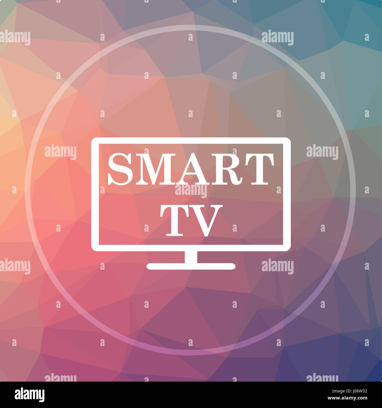 Smart tv icon. Smart tv website button on low poly background Stock ...