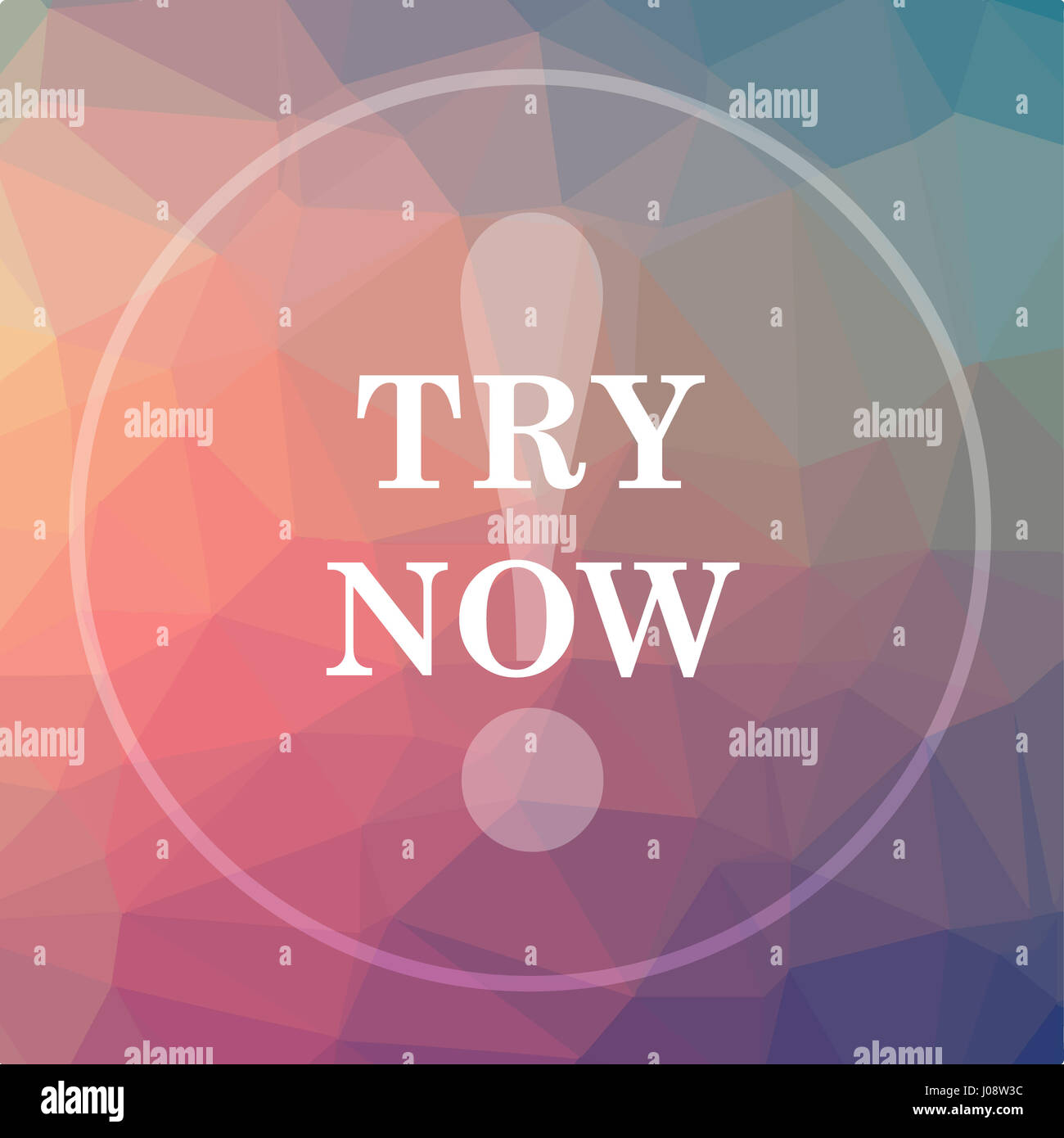 Try now icon. Try now website button on low poly background Stock Photo ...
