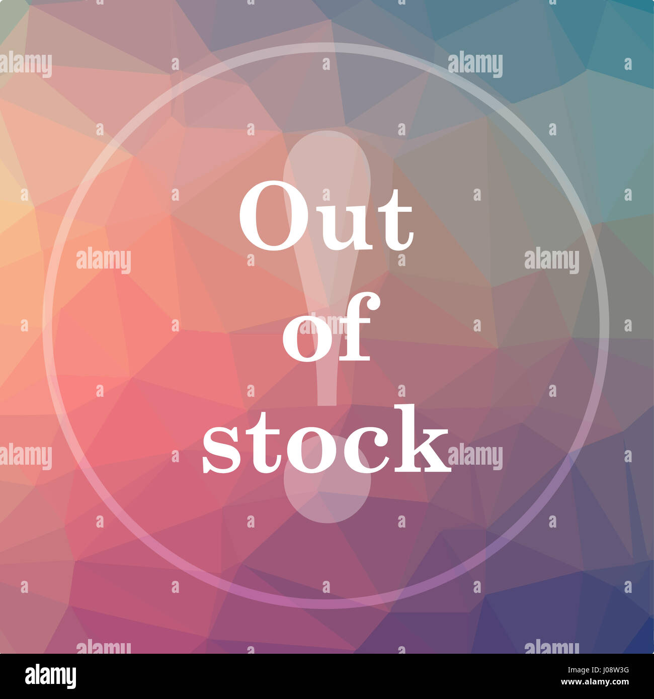 Out of stock icon. Out of stock website button on low poly background ...