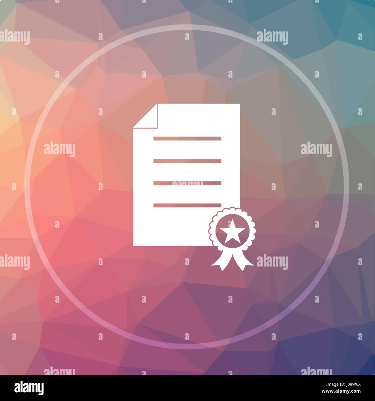 Certificate icon. Certificate website button on low poly background ...