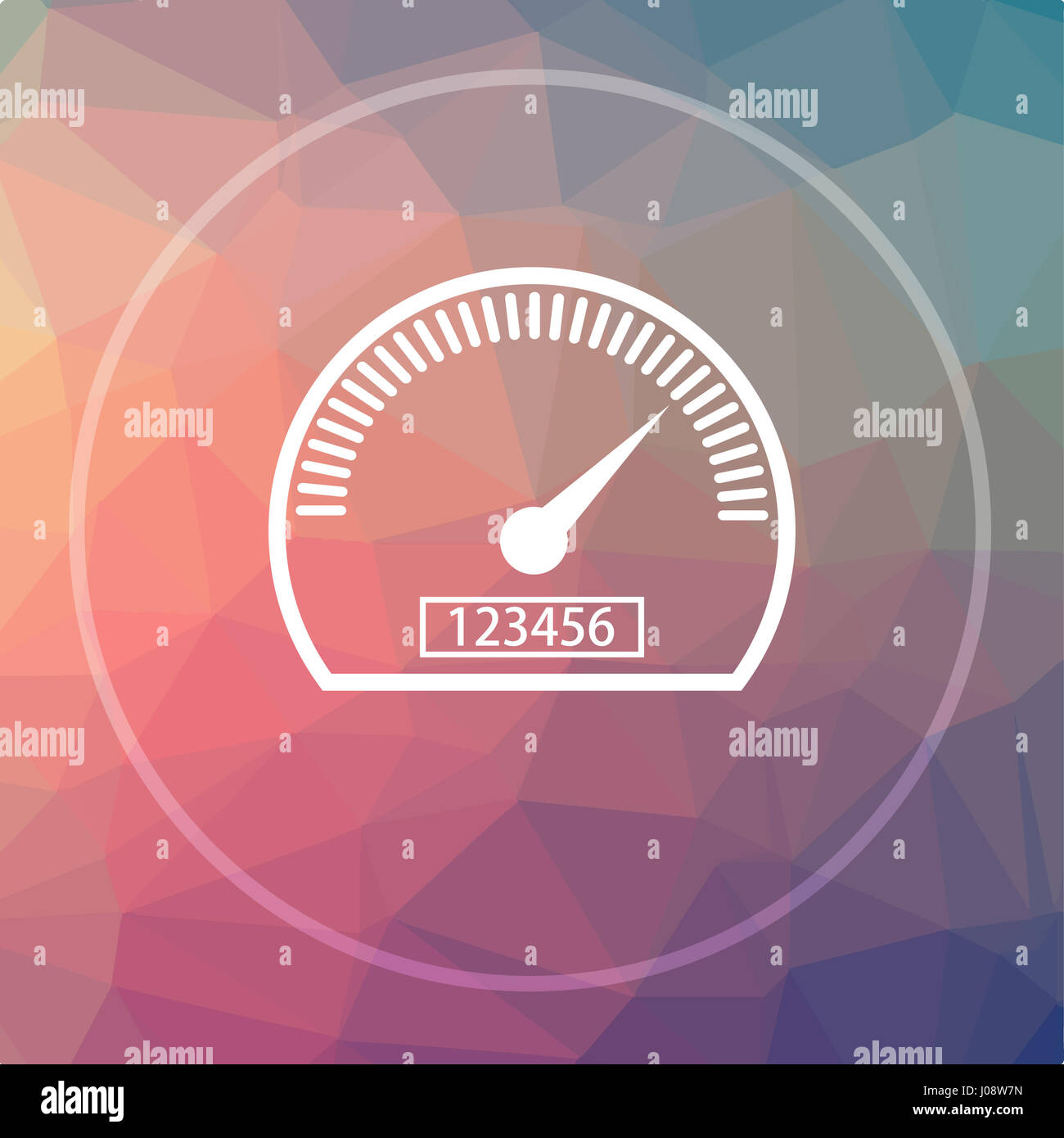 Speedometer icon. Speedometer website button on low poly background ...