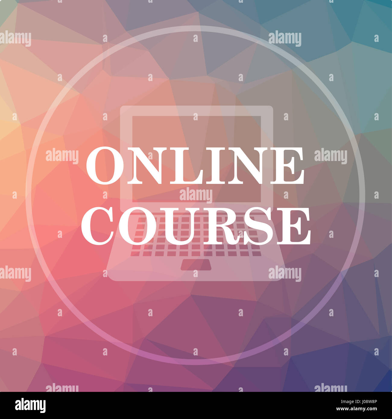 Online course icon. Online course website button on low poly background ...