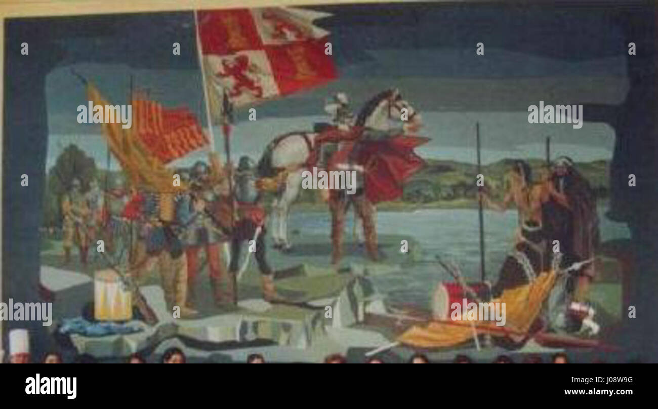 The painting titled 'Fundación de Valdivia' represents the foundation ...