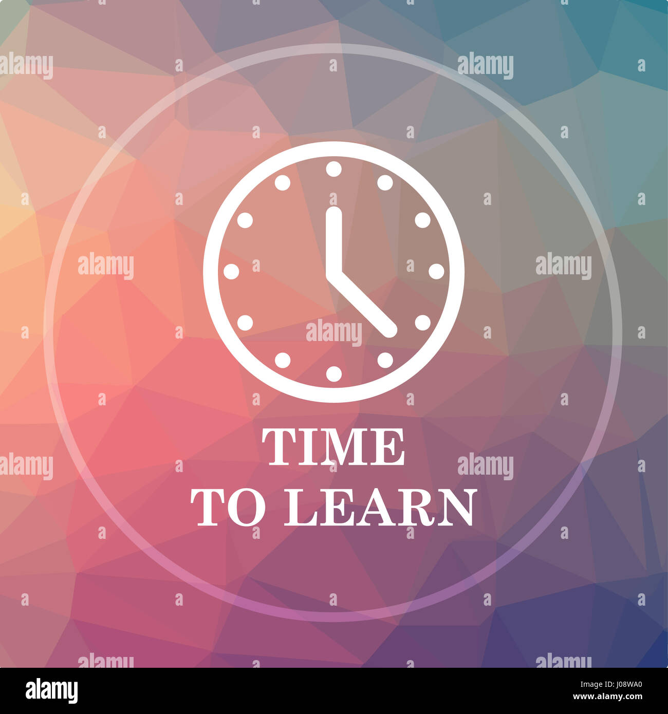 Time to learn icon. Time to learn website button on low poly background ...