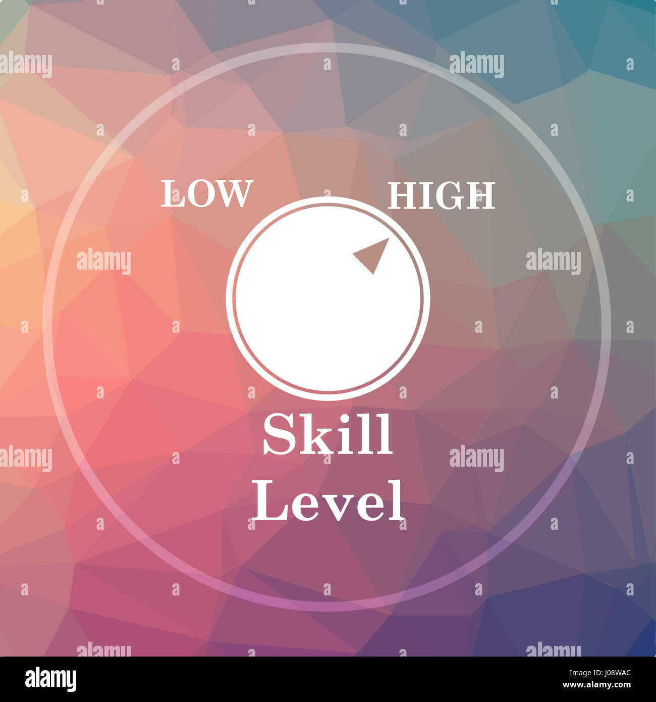 Skill level icon. Skill level website button on low poly background ...