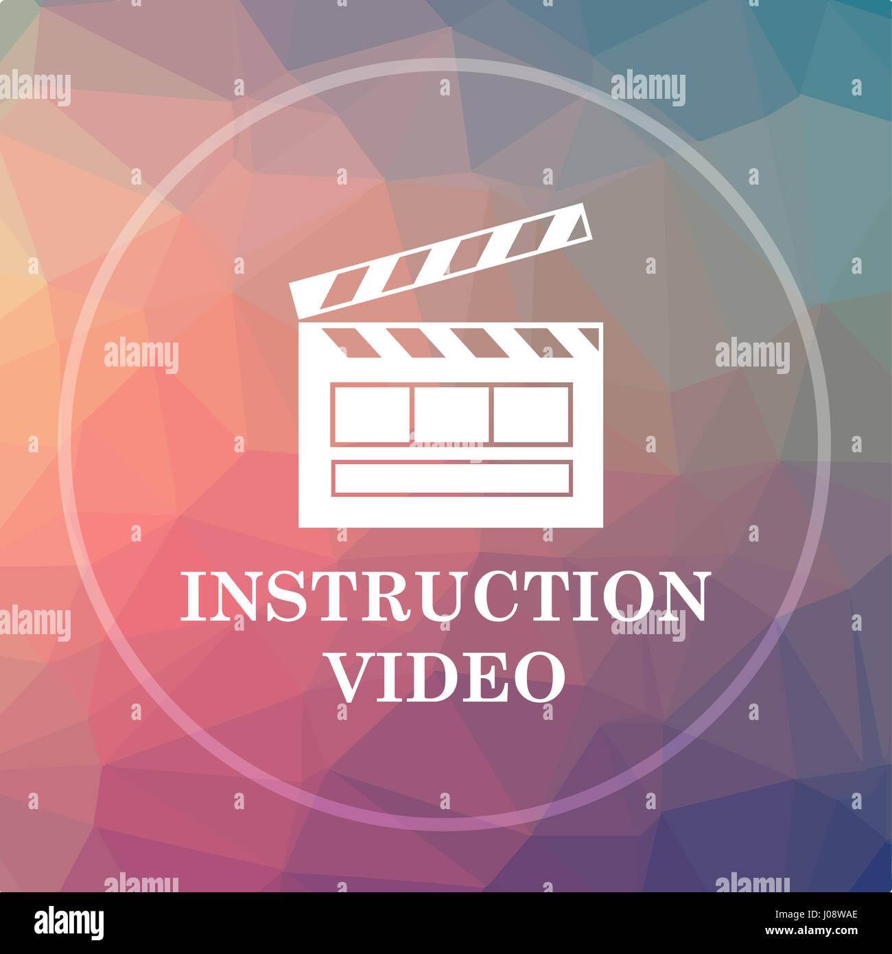 Instruction video icon. Instruction video website button on low poly ...
