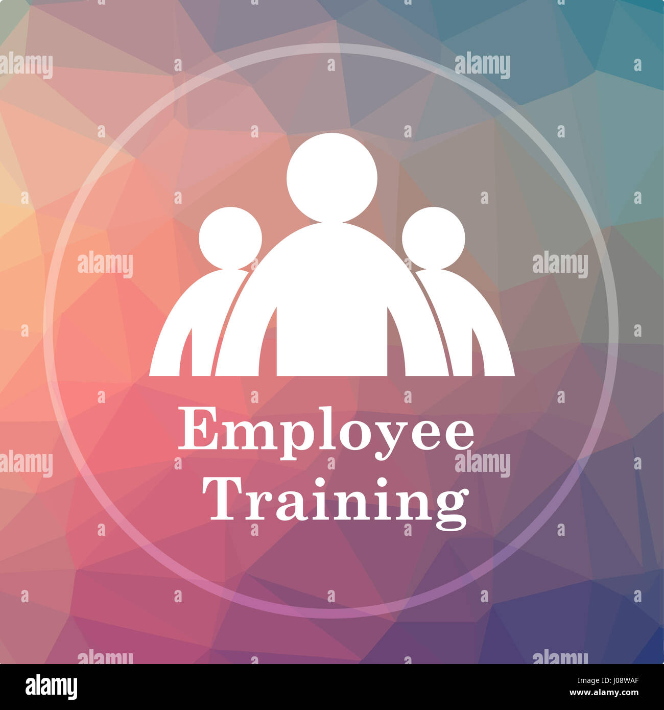 Employee training icon. Employee training website button on low poly ...